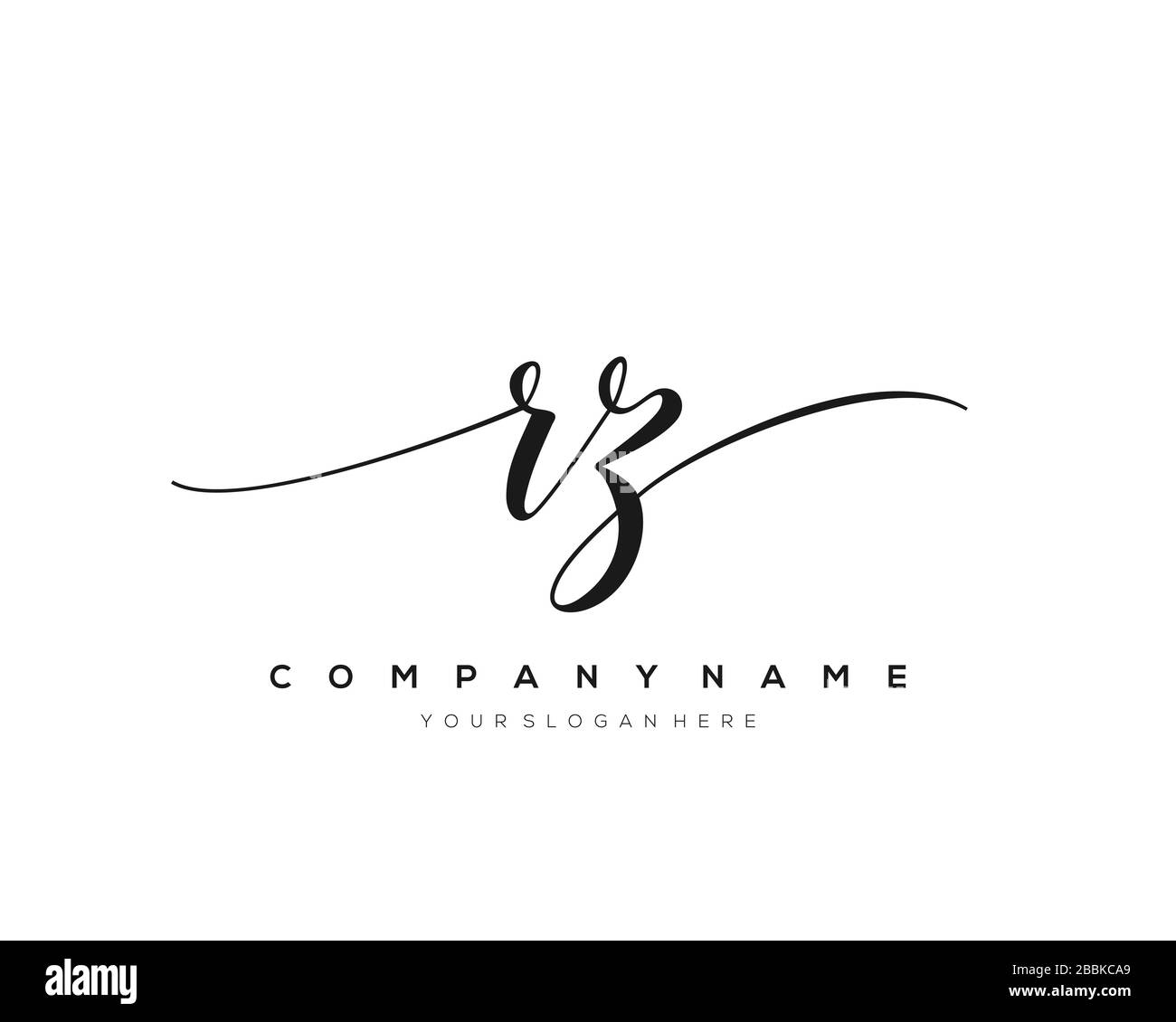RZ Initial Letter handwriting logo hand drawn template vector, logo for ...
