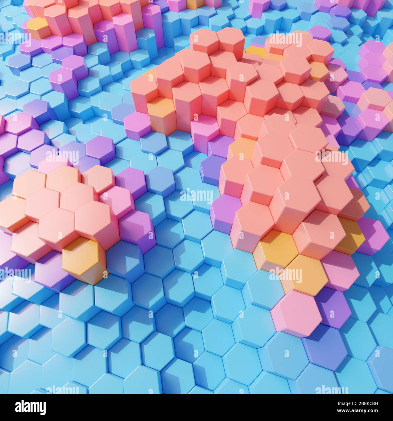 3d plastic pastel hexagon blocks in colorful arrangement, 3d ...