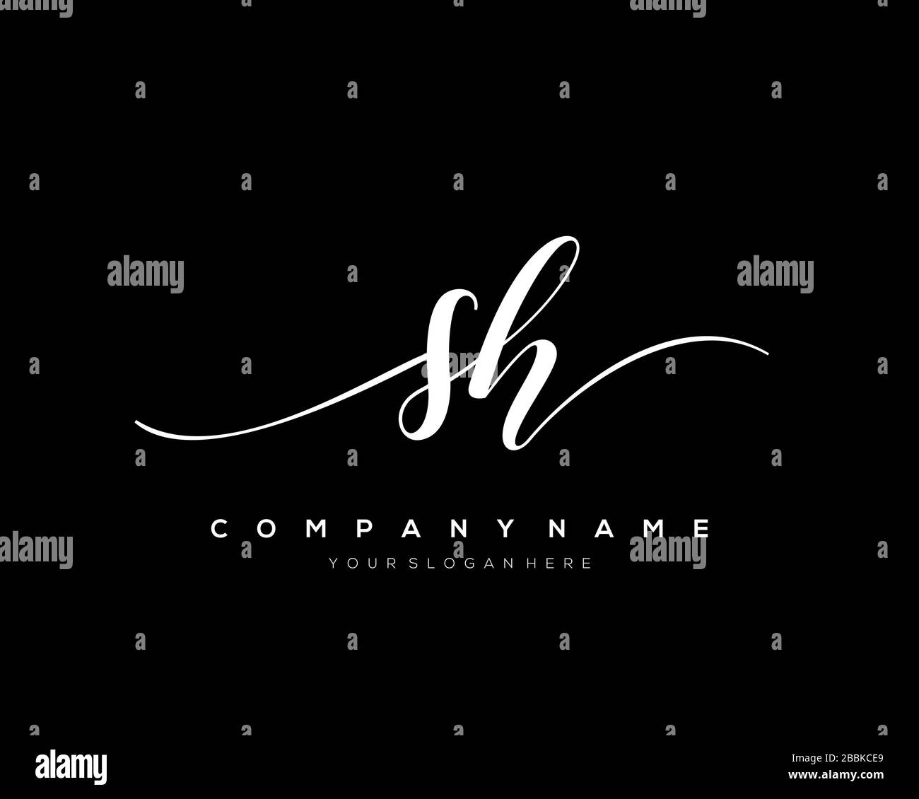 SH Initial Letter handwriting logo hand drawn template vector, logo for ...