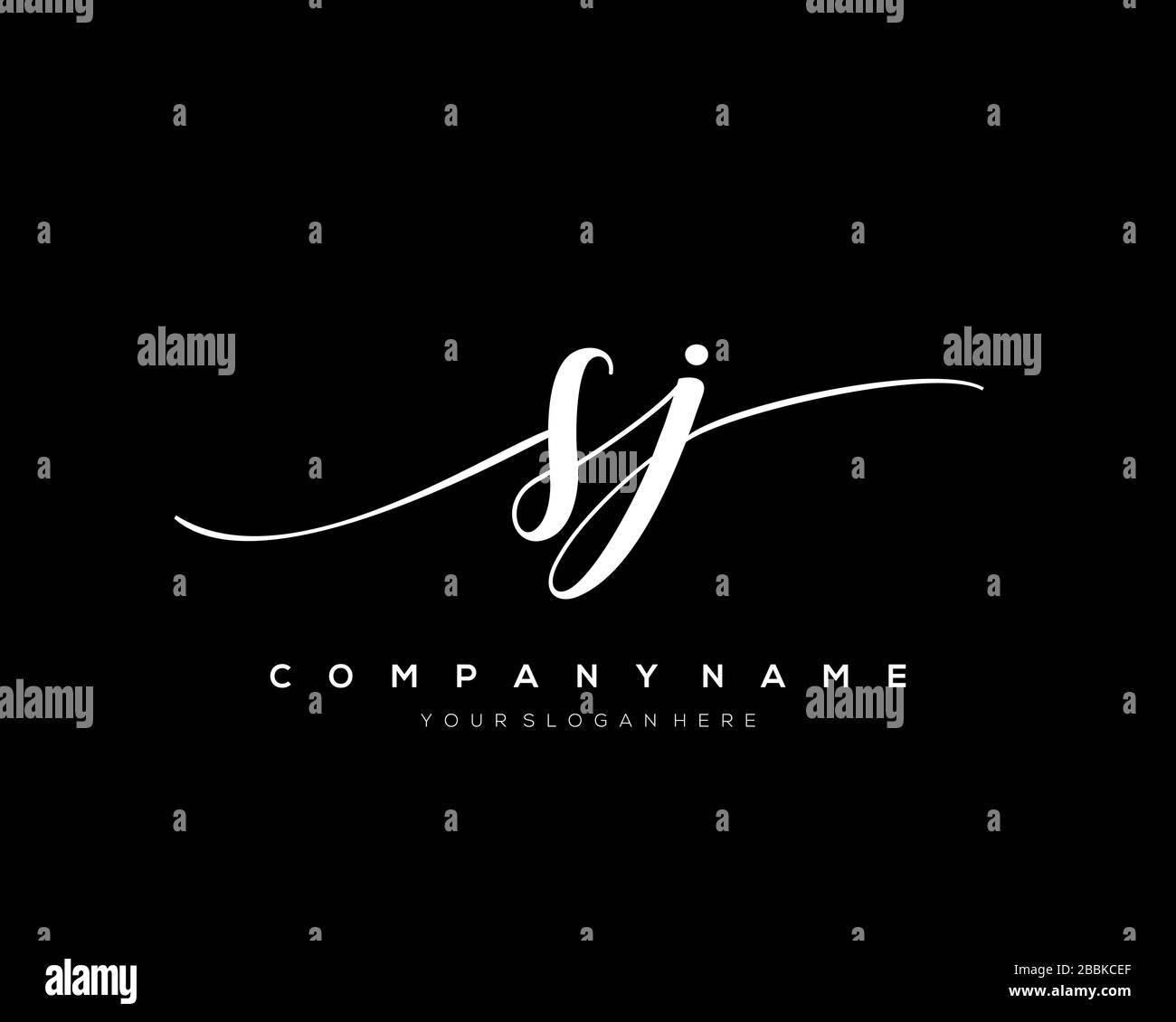 SJ Initial Letter handwriting logo hand drawn template vector, logo for ...