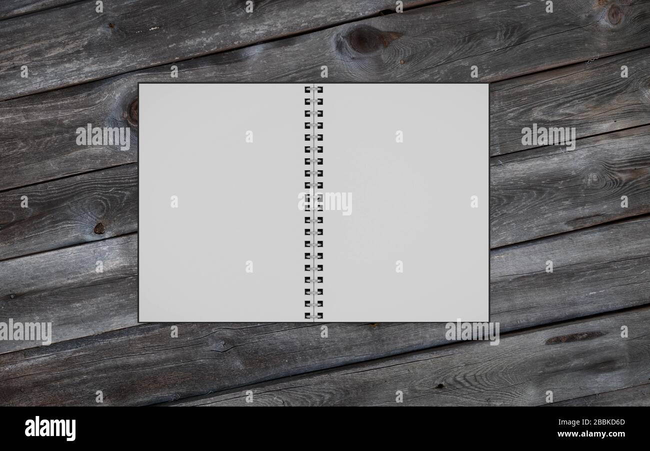 Open blank note book on wooden desk copy space empty blank to add your ...