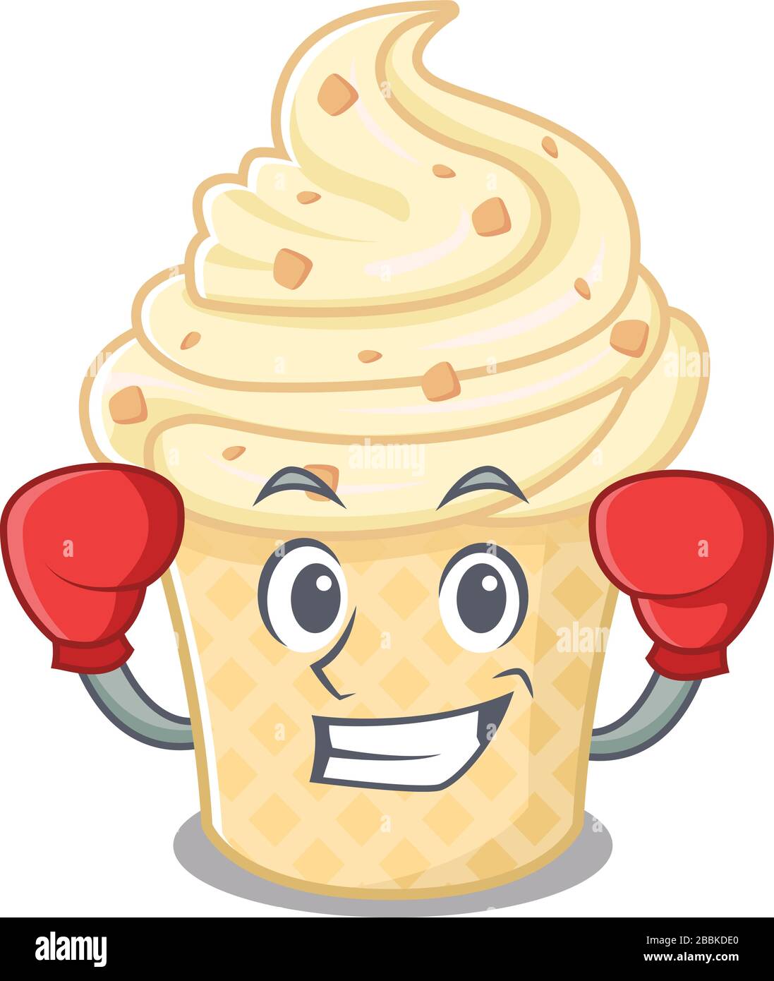 A sporty boxing athlete mascot design of vanilla ice cream with red ...