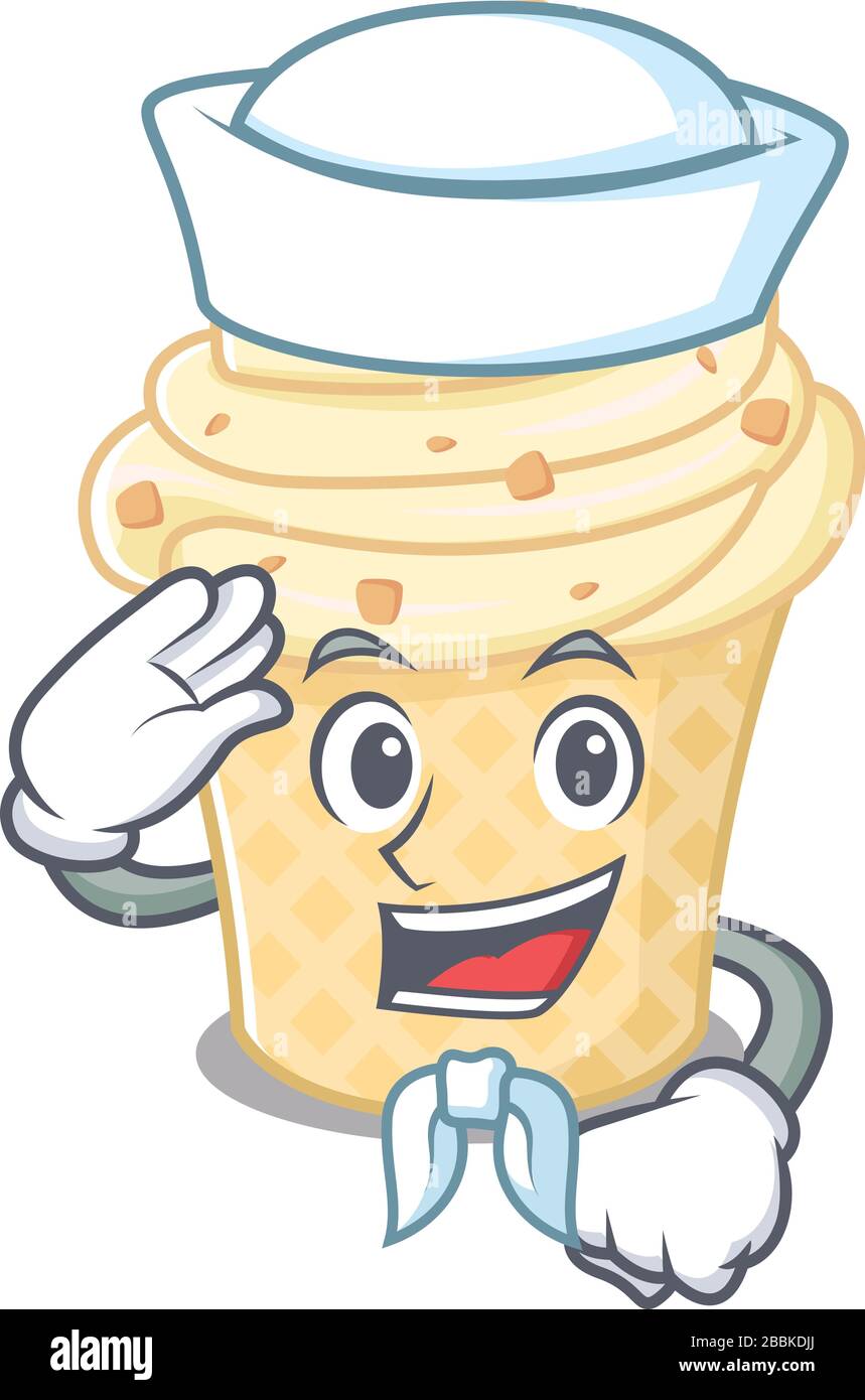 Sailor cartoon character of vanilla ice cream with white hat Stock ...
