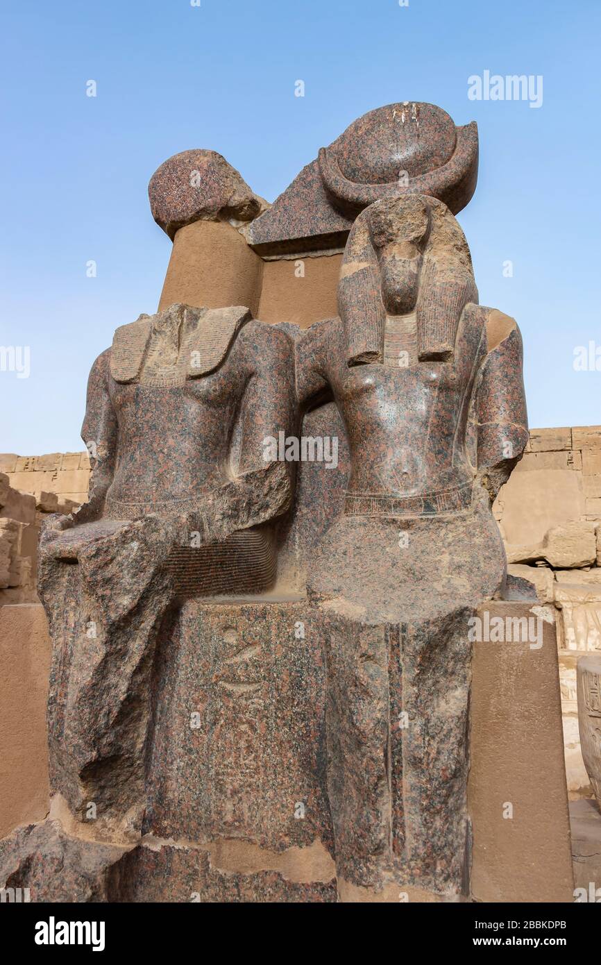 Statues of goddess Ma'at and god Toth made from Egyptian red granite in ...