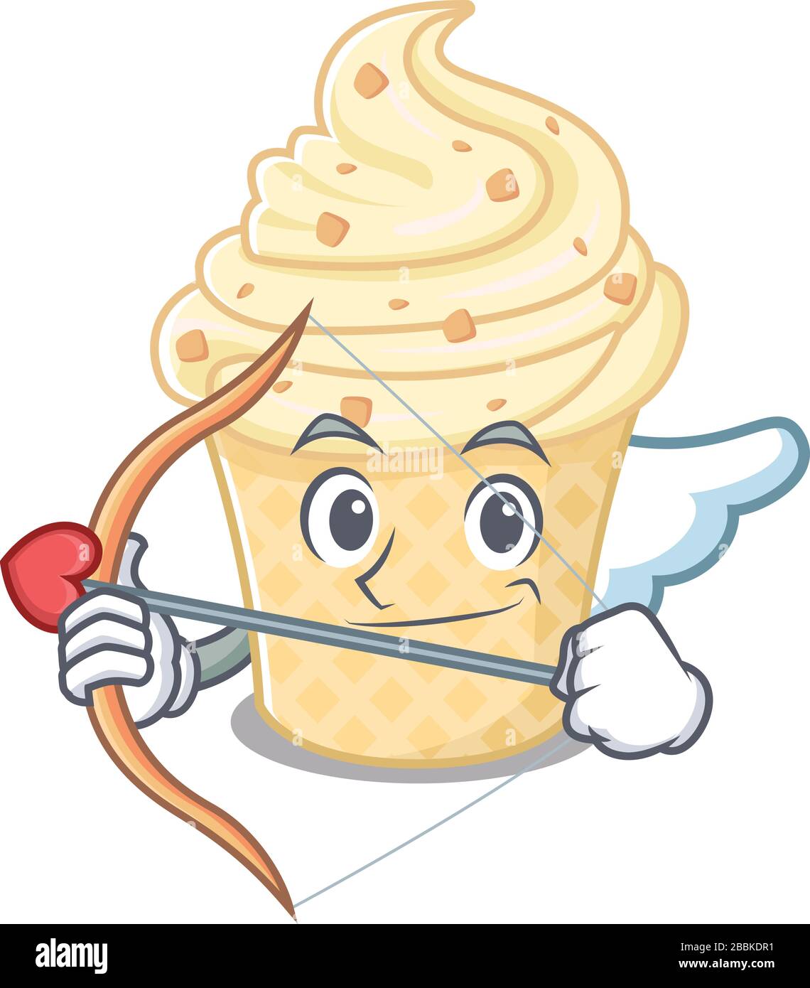Vanilla ice cream in cupid cartoon character with arrow and wings Stock ...