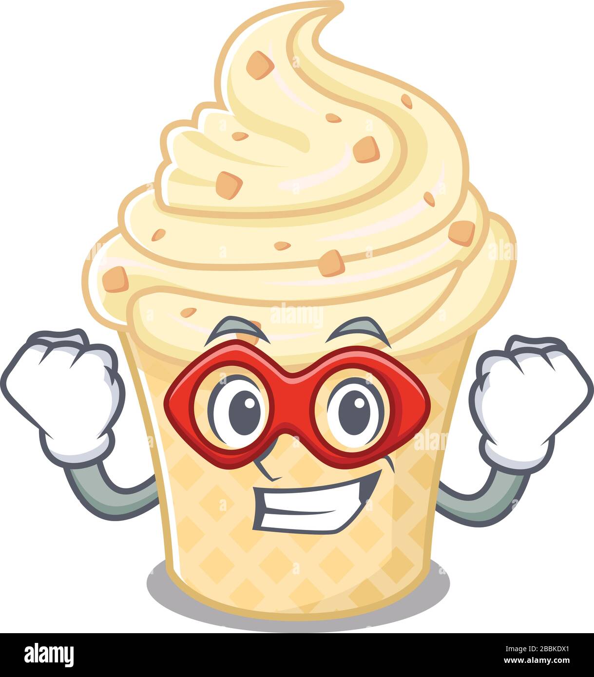 A cartoon character of vanilla ice cream performed as a Super hero ...