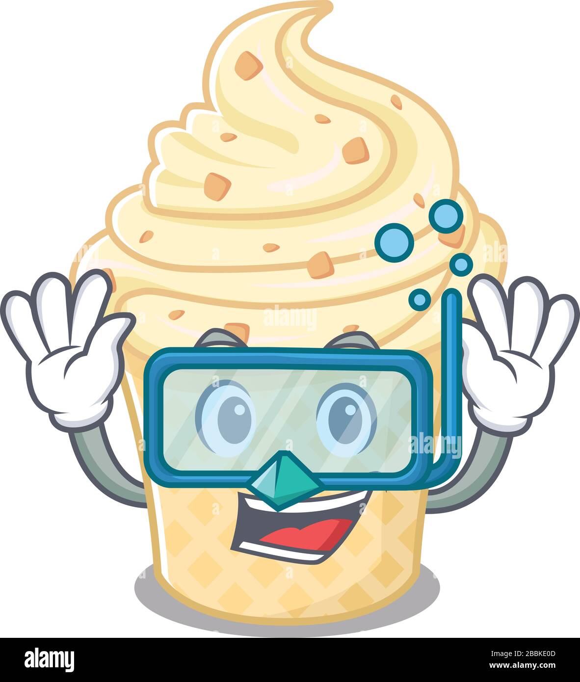 Vanilla ice cream mascot design concept wearing diving glasses Stock ...
