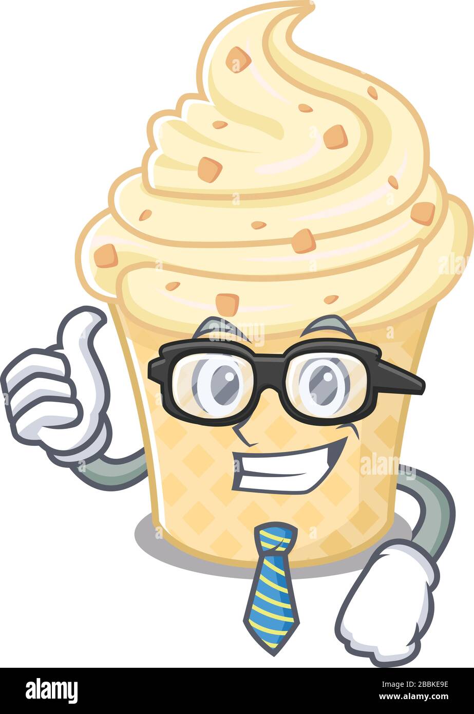 An elegant vanilla ice cream Businessman mascot design wearing glasses ...