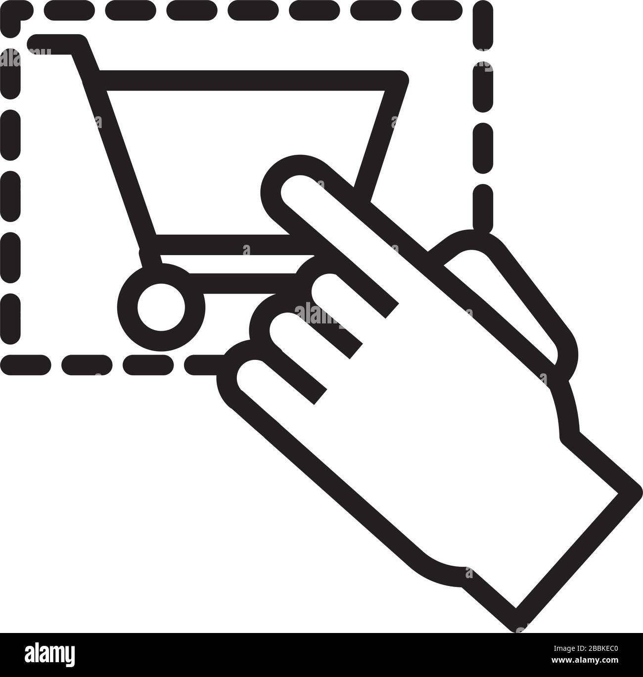 shopping cart with hand index line style icon Stock Vector Image & Art ...