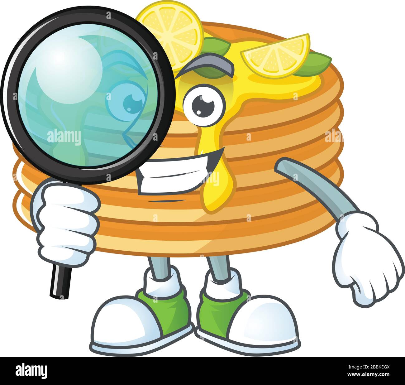 Smart Detective of lemon cream pancake cartoon character design concept ...