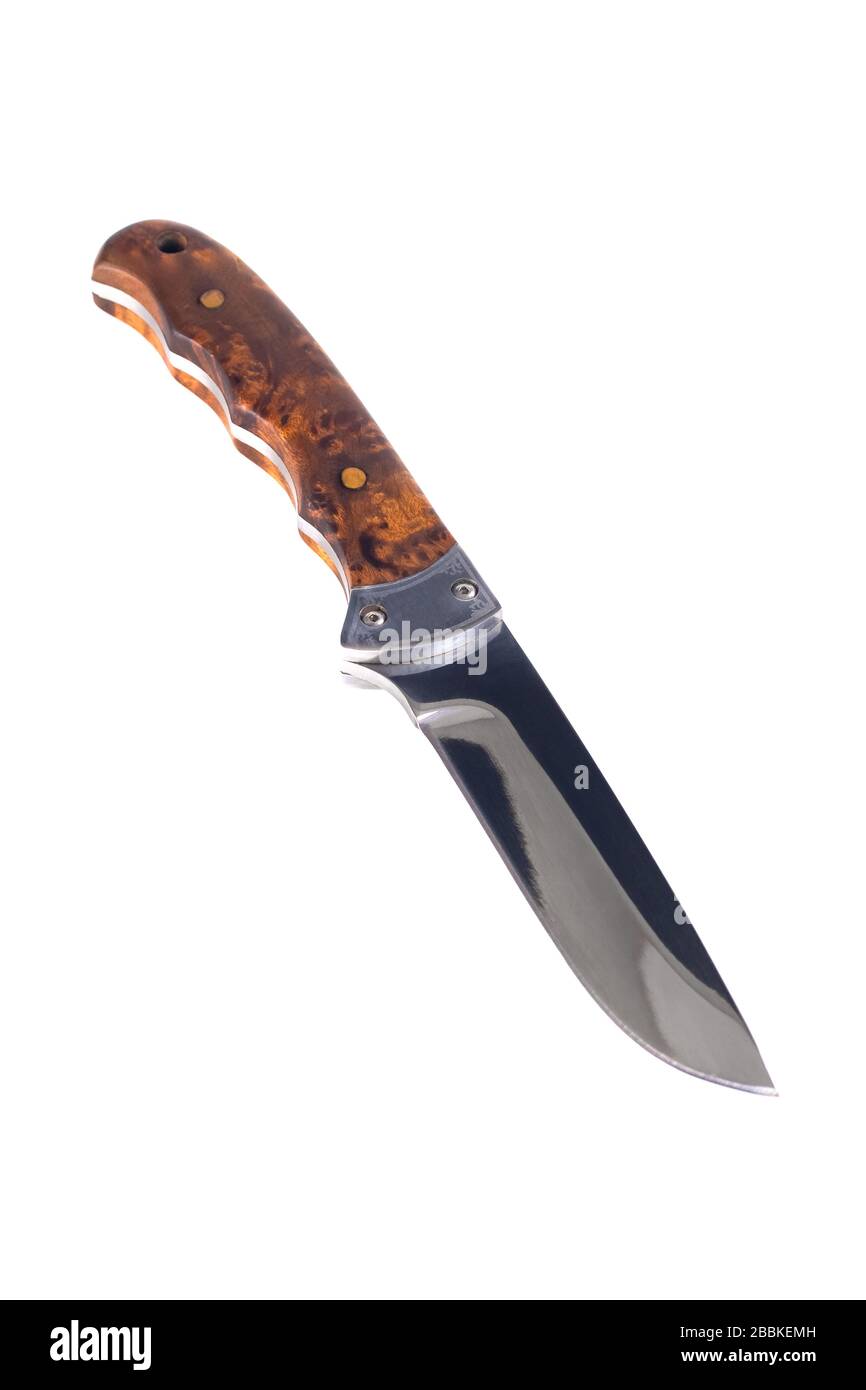 Beautiful hunting knife isolated on white background Stock Photo - Alamy