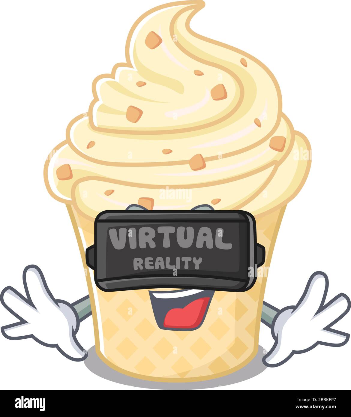 Cartoon design style of vanilla ice cream with modern Virtual Reality ...