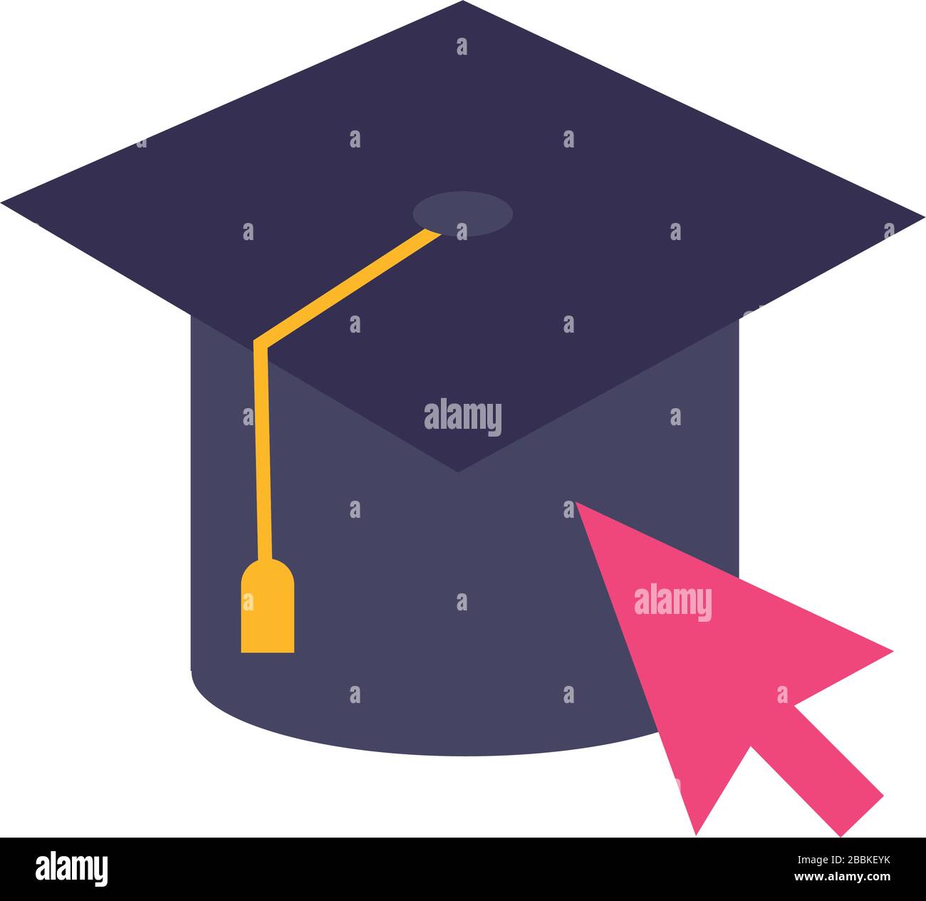 graduation hat and arrow mouse education online flat style Stock Vector ...