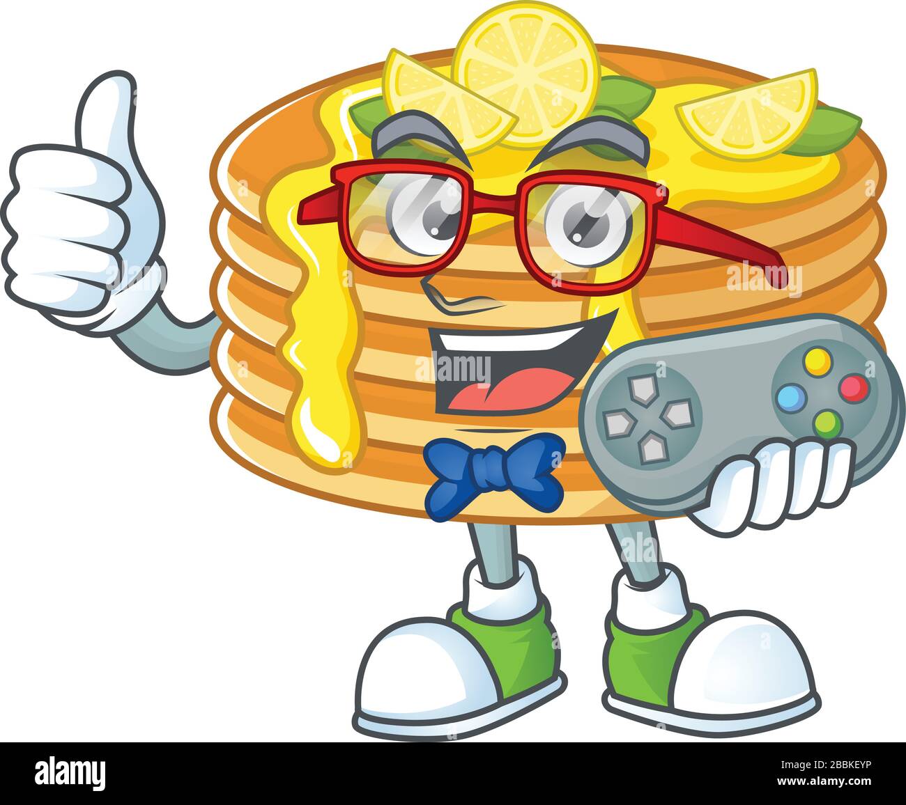Lemon cream pancake talented gamer mascot design play game with ...