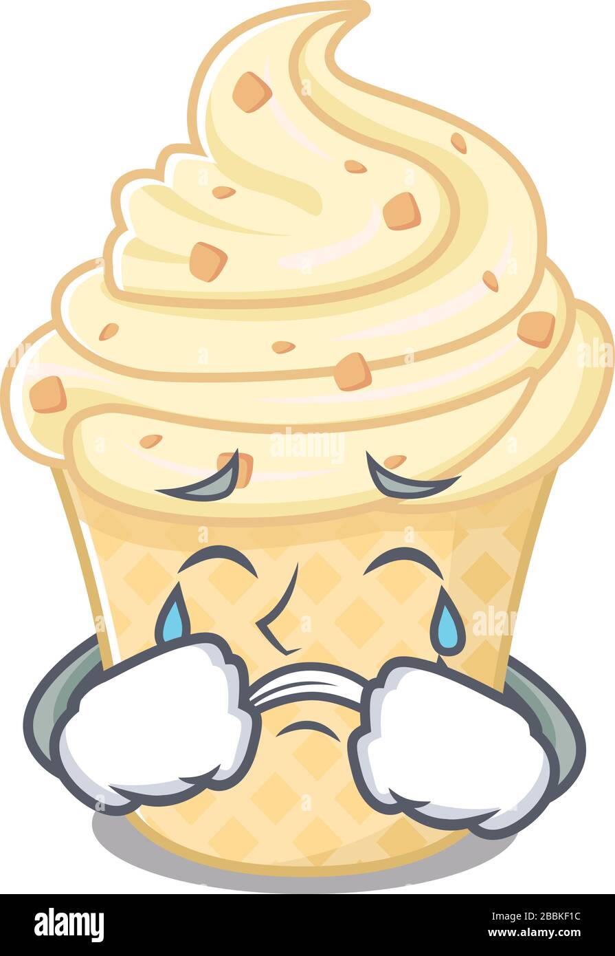 Cartoon character design of vanilla ice cream with a crying face Stock ...
