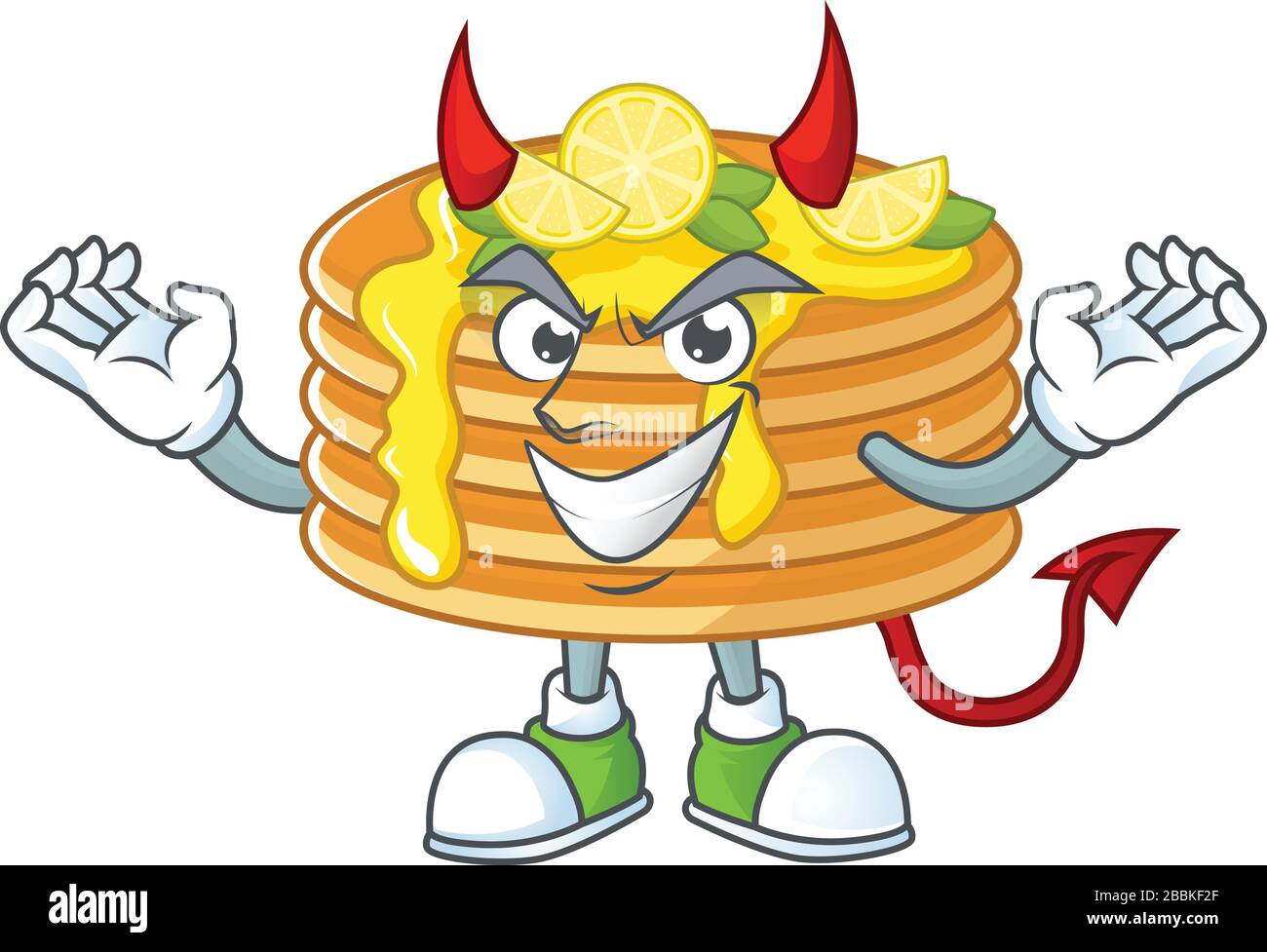 A picture of devil lemon cream pancake cartoon character design Stock ...