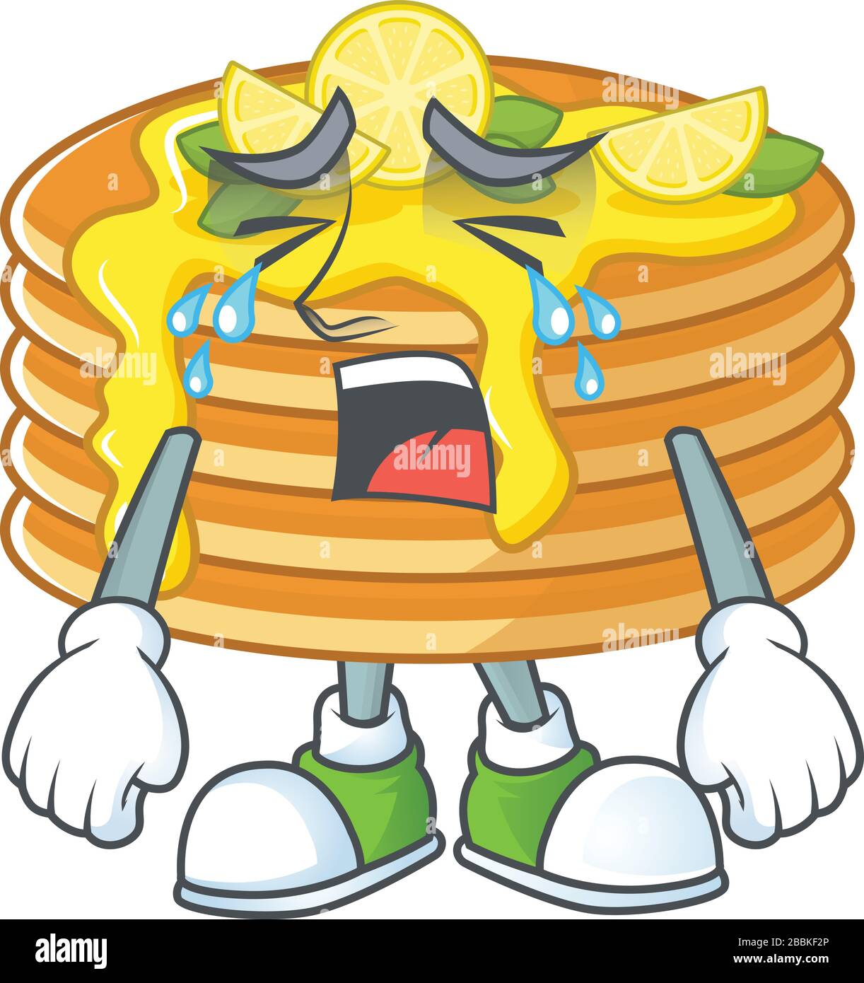 A weeping lemon cream pancake cartoon character concept Stock Vector ...