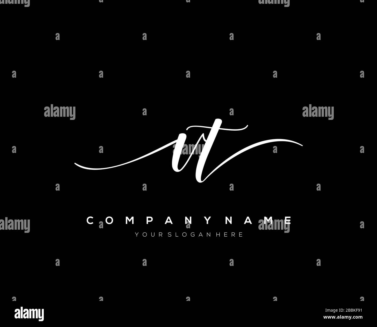 VT Initial Letter handwriting logo hand drawn template vector, logo for ...