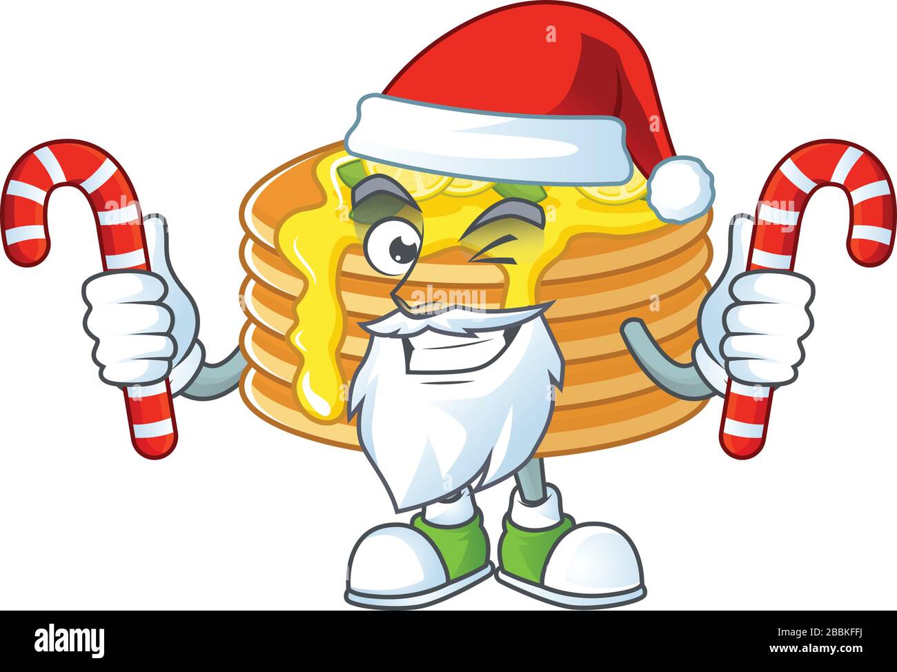 Lemon cream pancake humble Santa Cartoon character having candies Stock ...