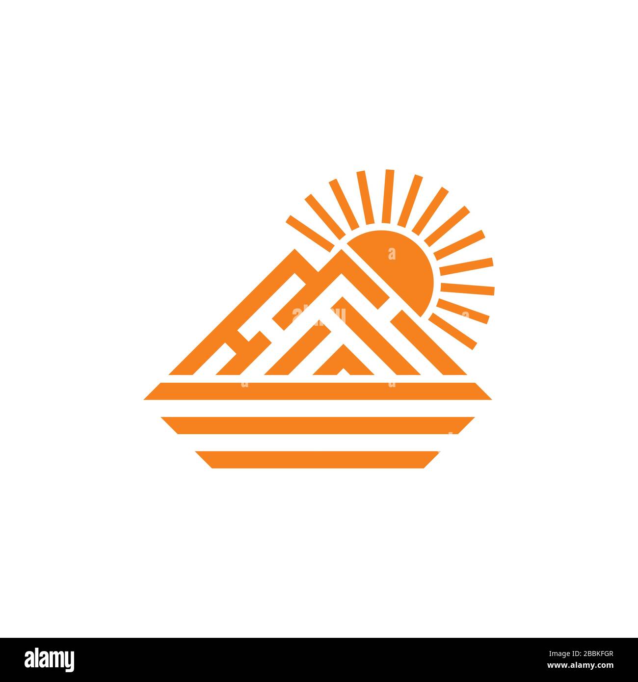 mountain sun simple triangle stripes geometric logo vector Stock Vector ...