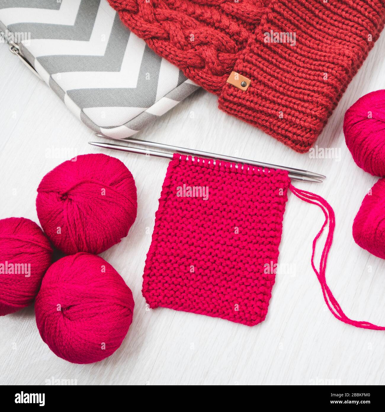 Knitting Accessories. Yarn Balls Stock Photo - Alamy