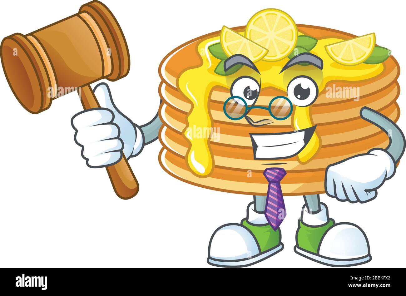 Charismatic Judge lemon cream pancake cartoon character design with ...