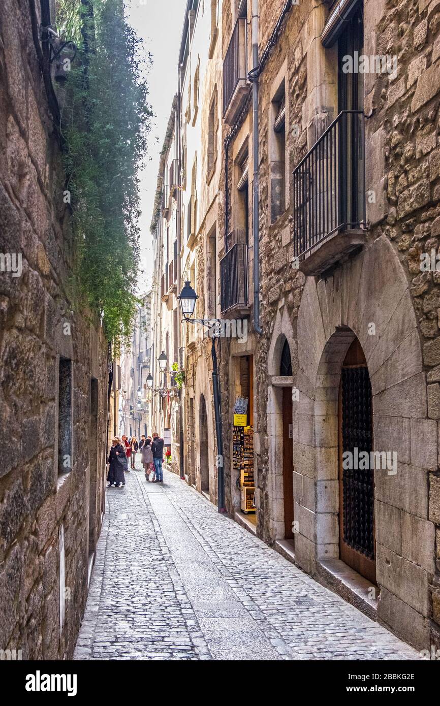 Girona city historical center in Catalonia, Spain Stock Photo - Alamy
