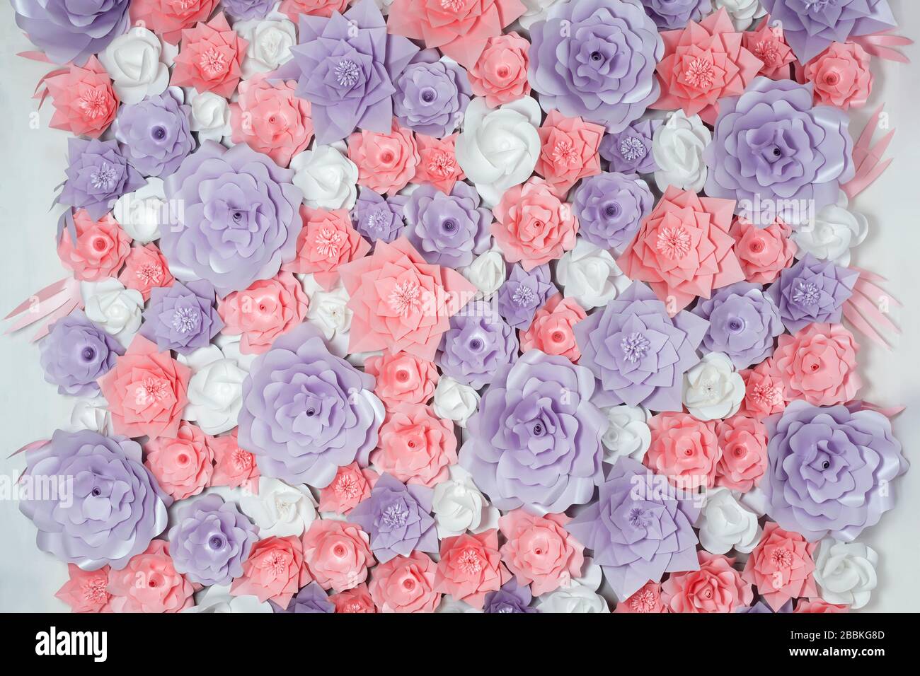 Colorful paper flowers background. Floral backdrop with handmade roses ...