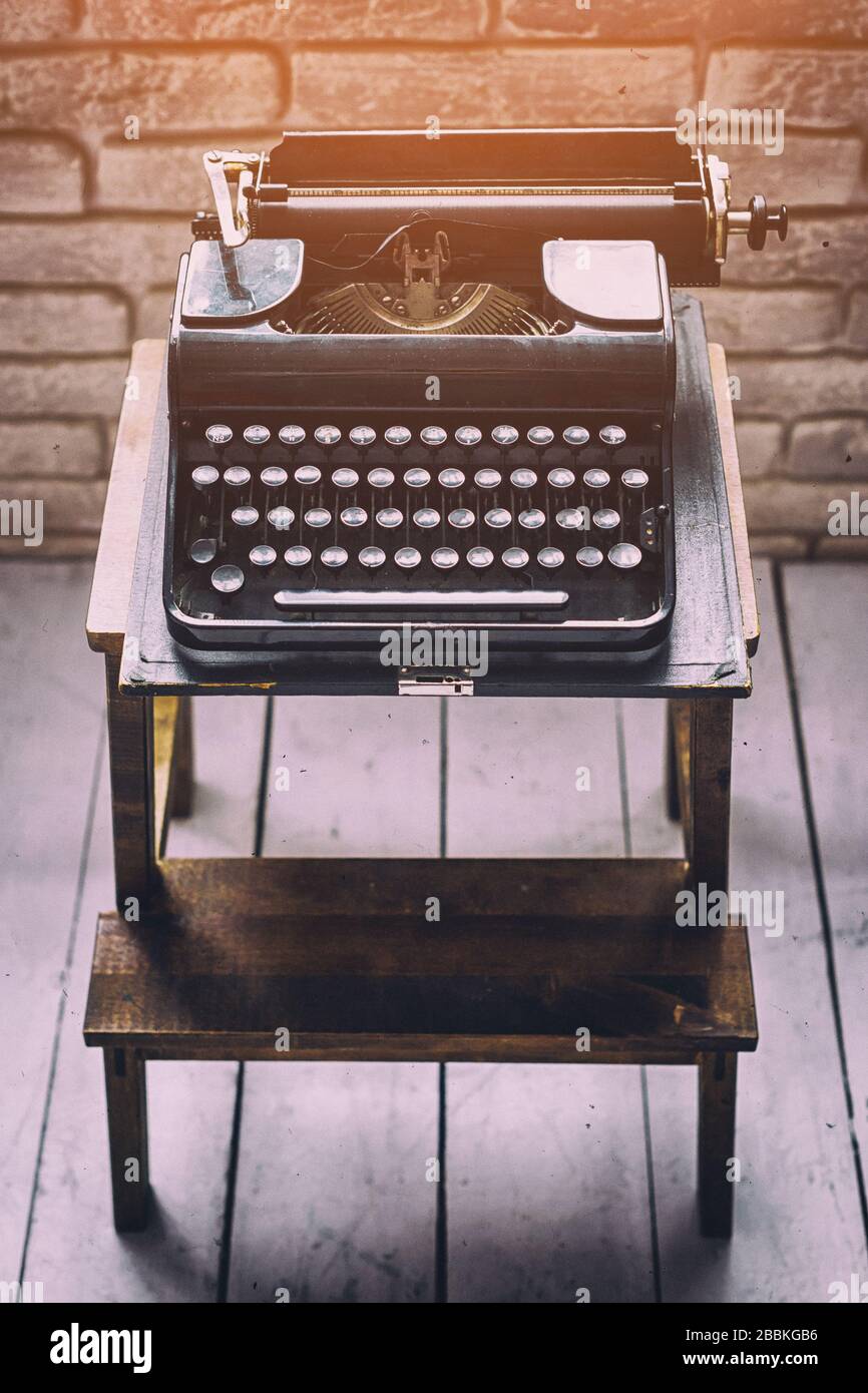 Antique typewriter. Vintage typewriter machine closeup retro styled ...
