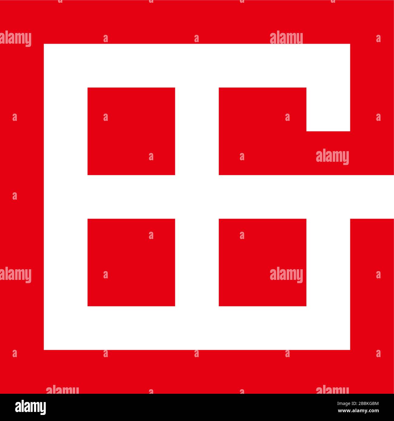 abstract letter e square window geometric linked logo vector Stock ...