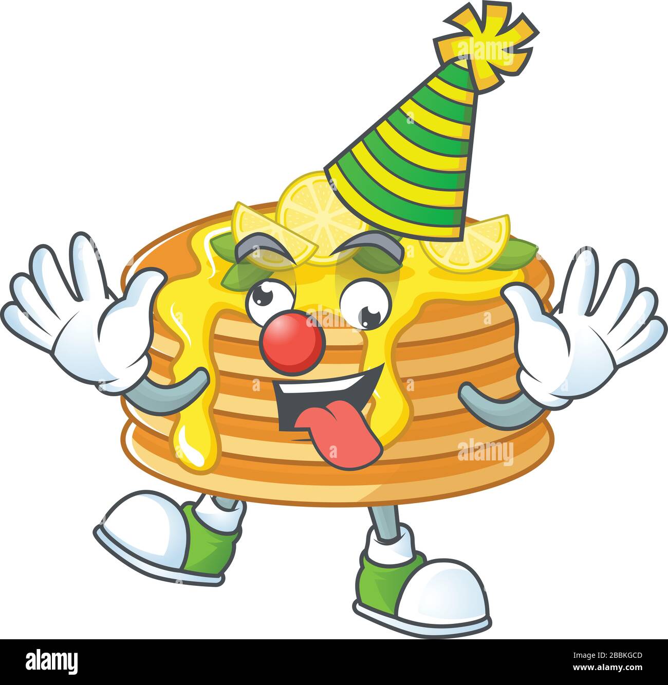Amusing Clown lemon cream pancake cartoon character mascot style Stock ...
