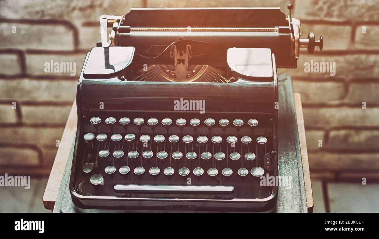Antique typewriter. Vintage typewriter machine closeup retro styled ...