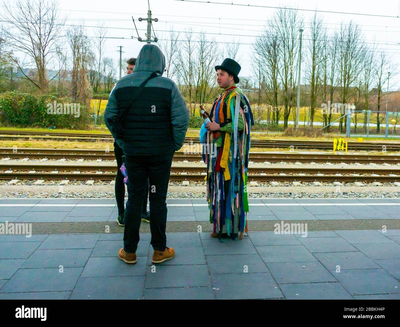 Vienna, Austria, Group Local Teenagers in Traditional Costumes, man ...
