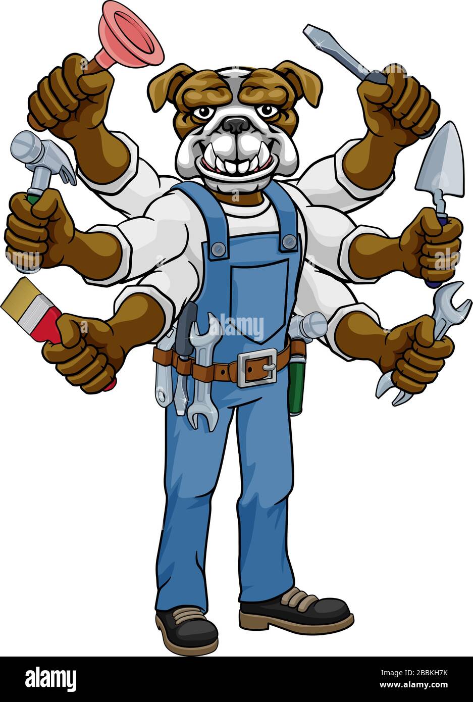 Bulldog Multitasking Handyman Holding Tools Stock Vector Image & Art ...