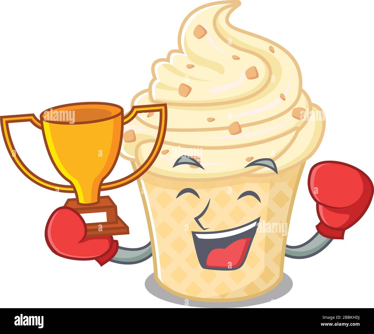 An elegant boxing winner of vanilla ice cream mascot design style Stock ...