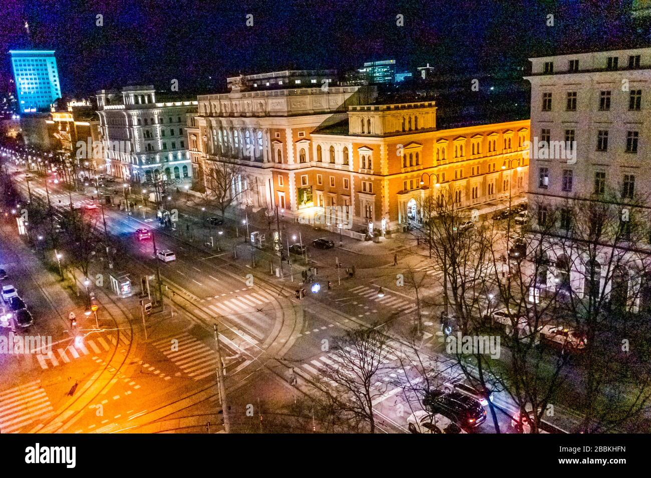 Vienna, Austria, Overview, Street Scene, City Center at Night with ...
