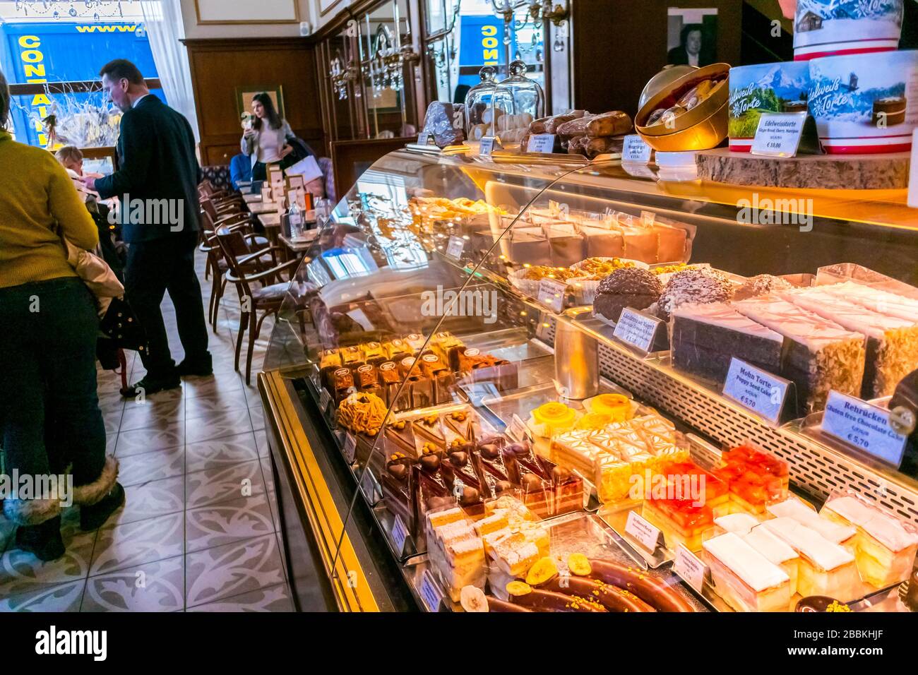 Vienna, Austria, inside traditional Vienna Cafe, Display Baked Goods ...
