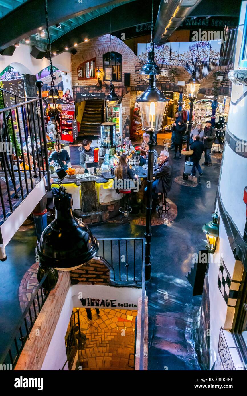 Vienna, Austria, High Angle, People Inside Shopping Center, busy coffee ...