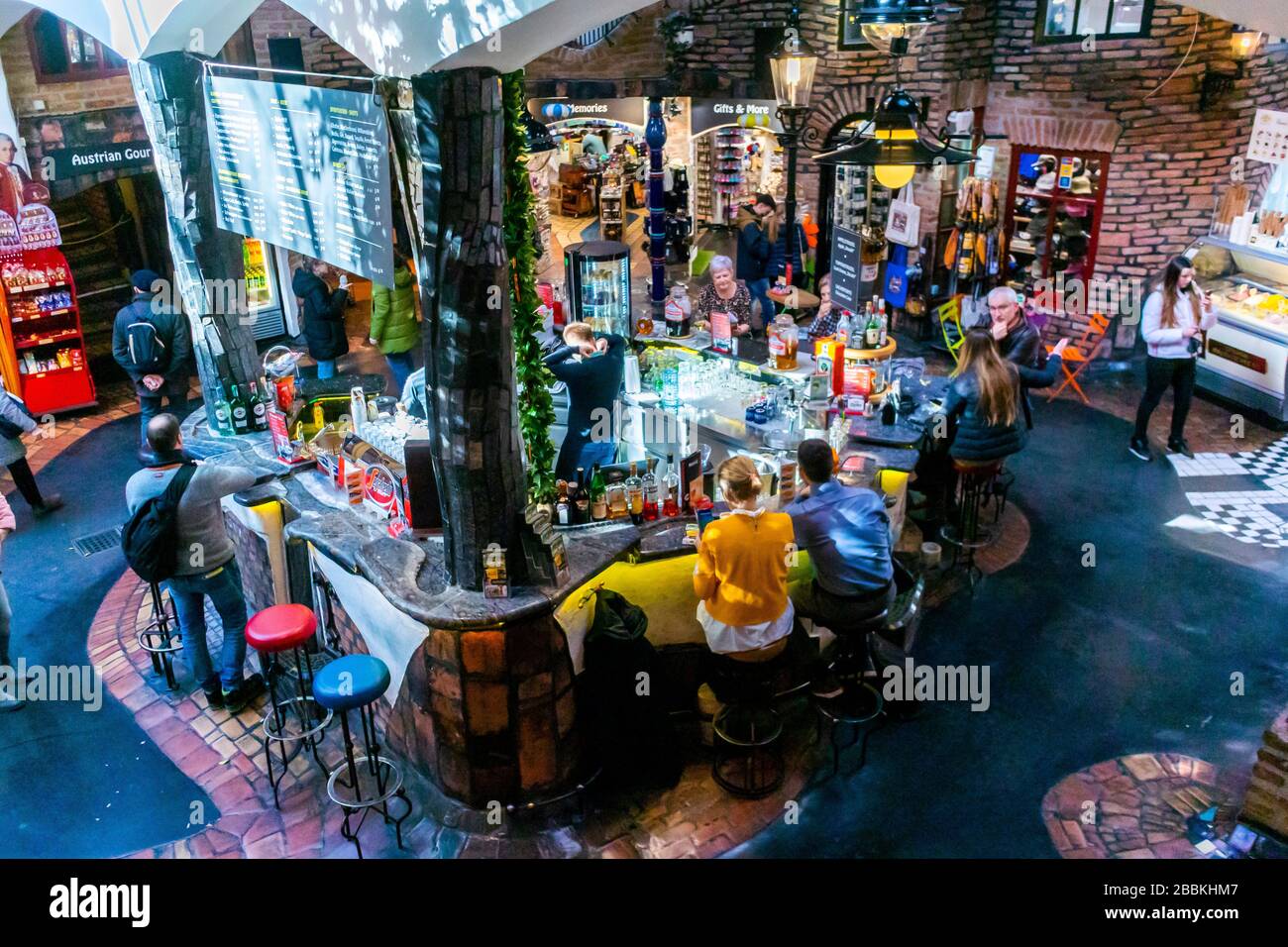 Vienna, Austria, High Angle, Medium Crowd of People Sharing Coffee at ...