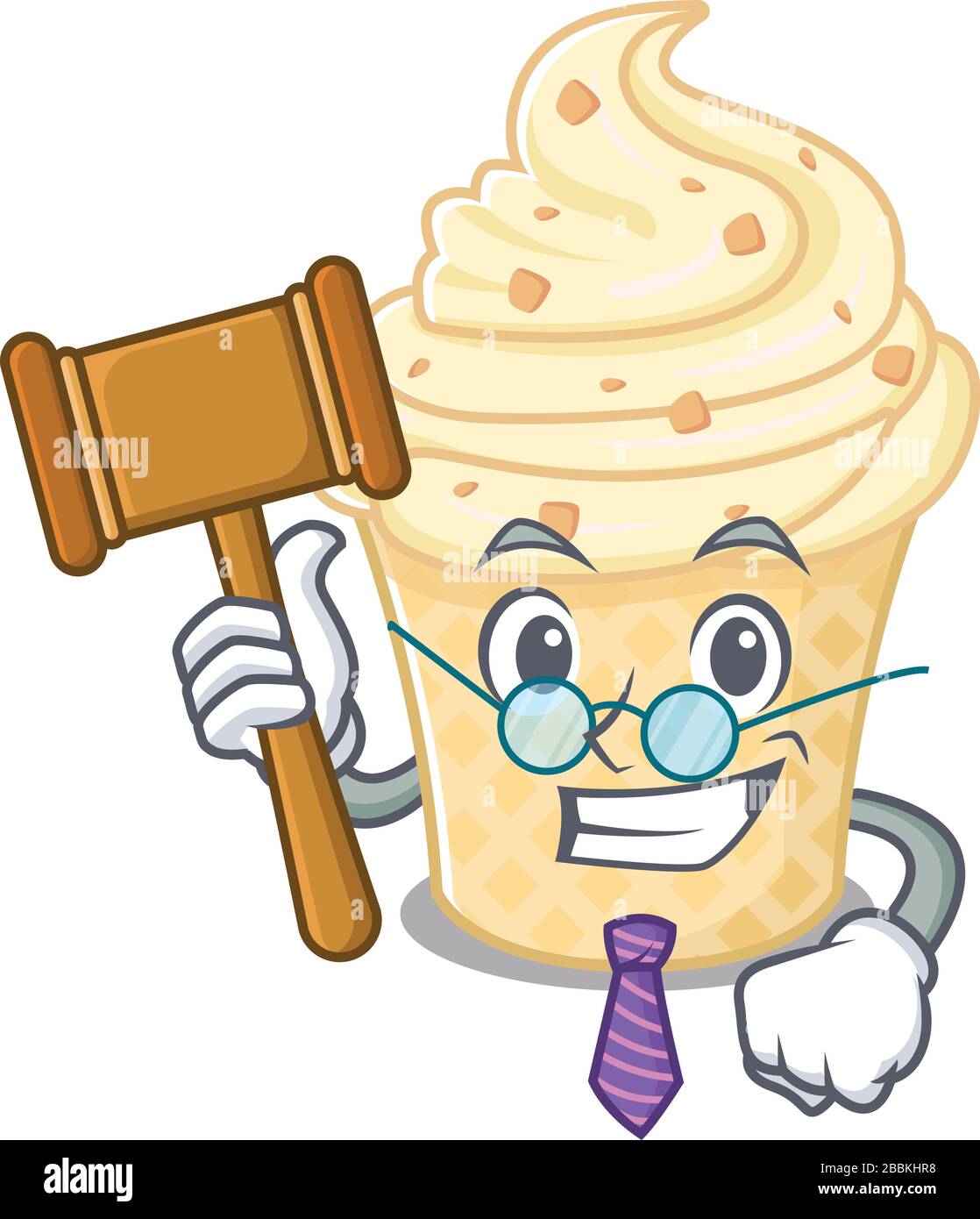 A humble judge of vanilla ice cream cartoon character design wearing ...