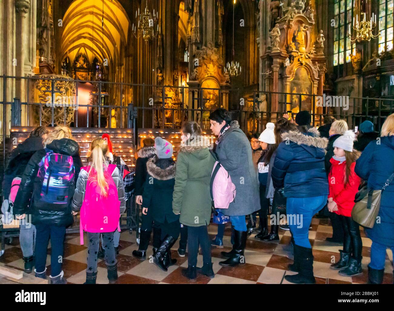 Vienna, Austria, Crowd Scene Tourists Visiting inside Cathedral Saint ...