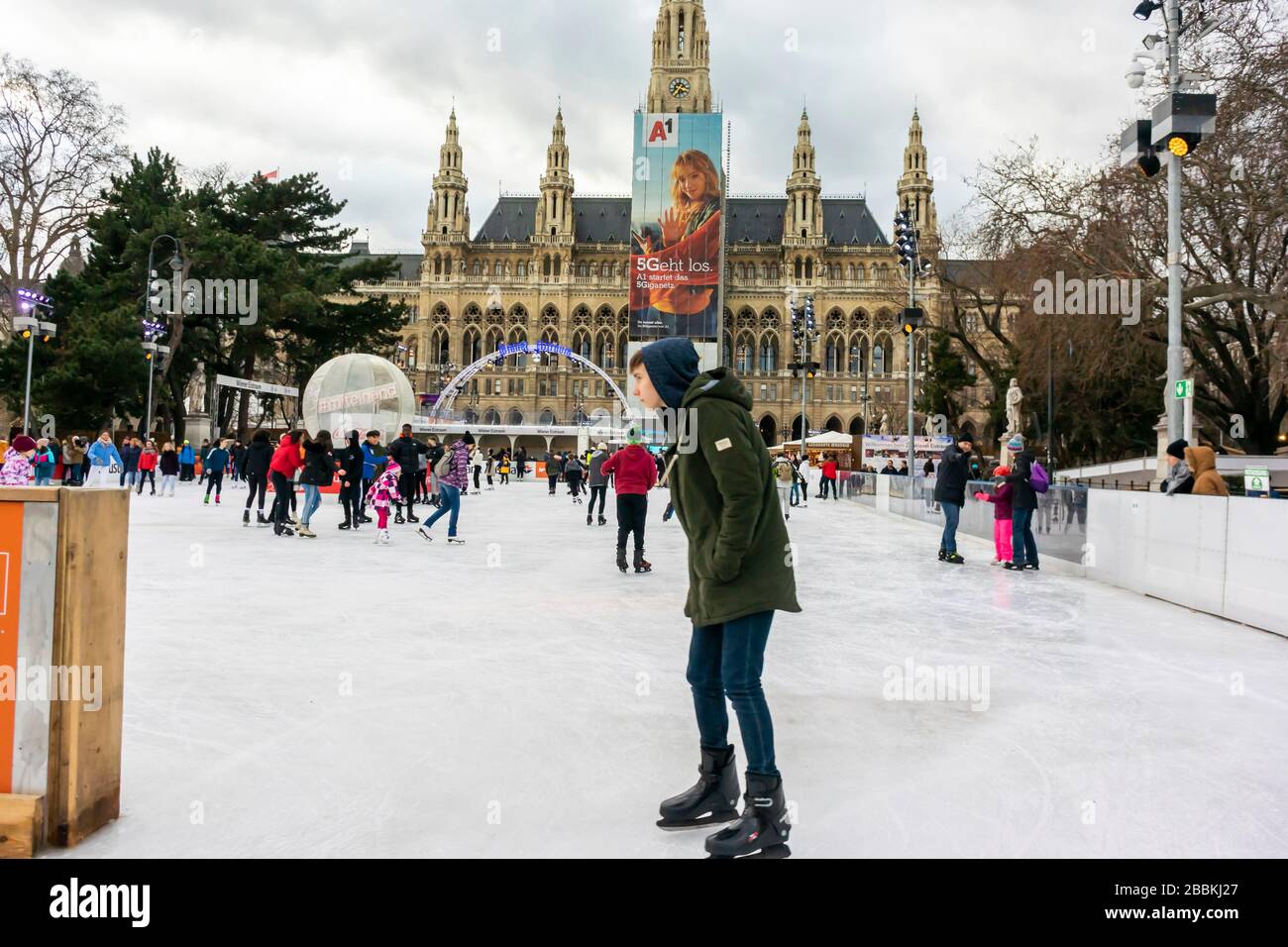 Vienna, Austria, Large Crowd People, Austrian Teenagers, Public Ice ...