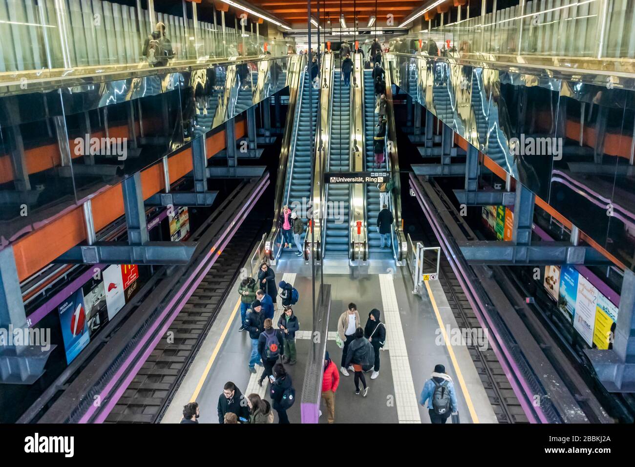 Vienna, Austria, People on Platform, Underground Subway, Austrian Train ...