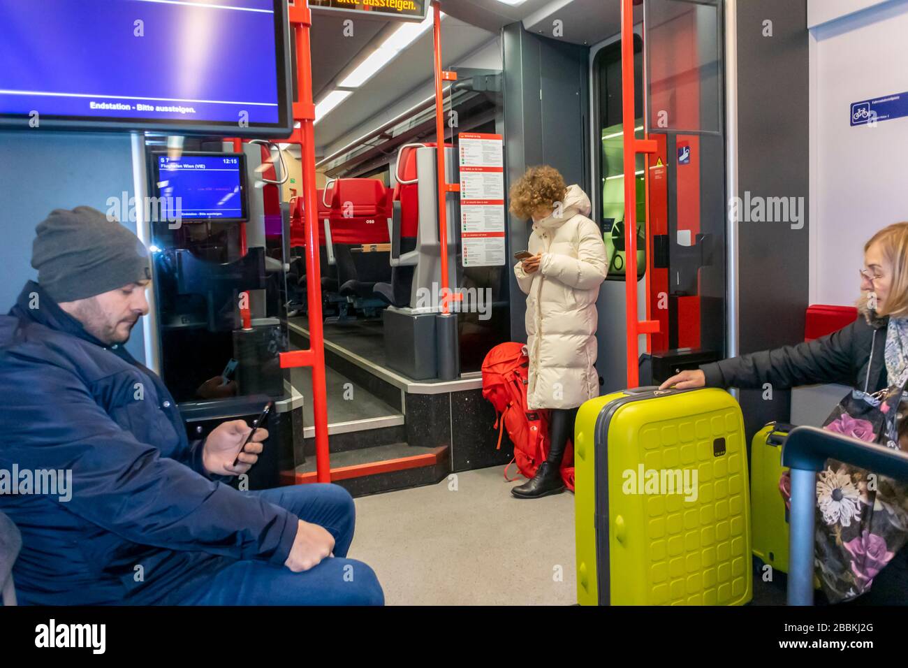 Vienna, Austria, People Travelling onboard Austrian Subway, Metro Train ...