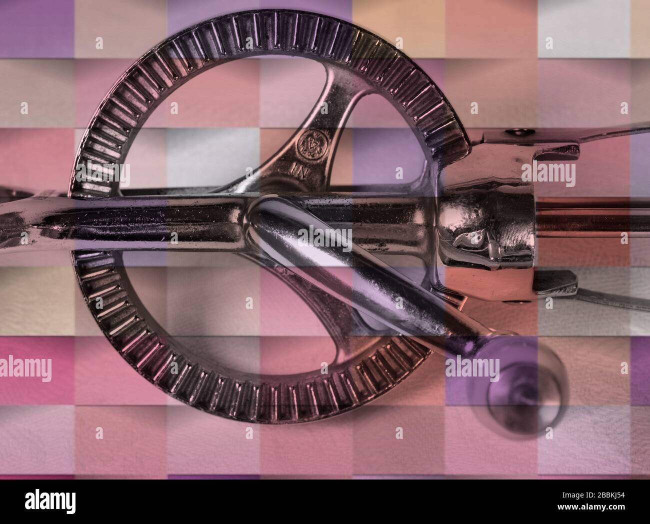 An abstract image of a vintage hand whisk with a a modern digital art ...