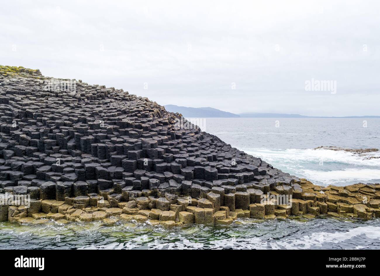 The characteristic volcanic hexagon shaped stones and rocks of the ...
