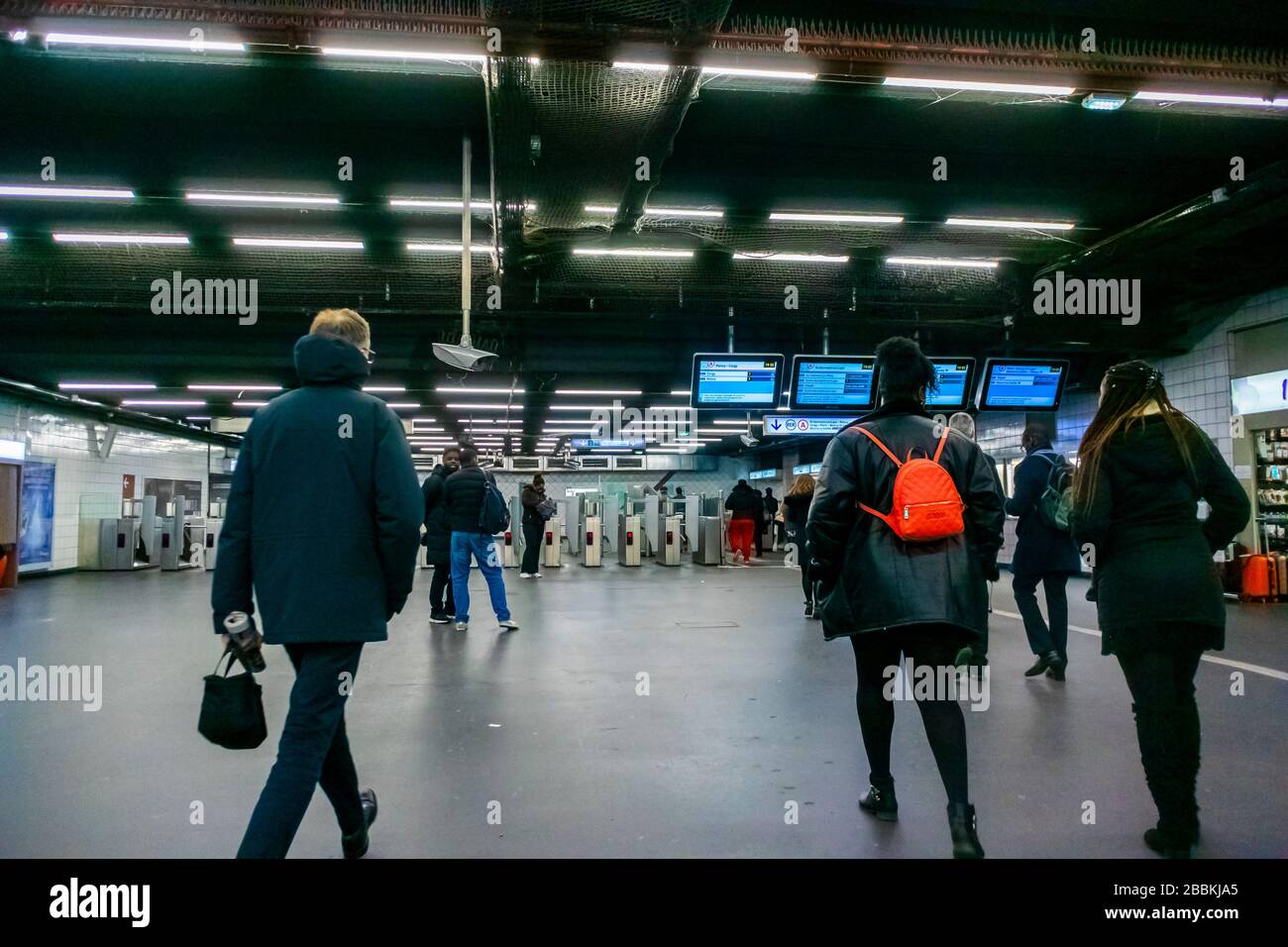 Nanterre, France, Small Crowd People, from Behind, Wlaking Away, Paris ...