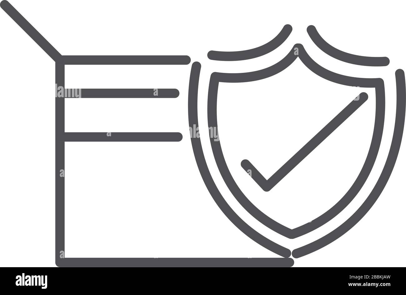 cardboard box check shield cargo shipping delivery vector illustration ...