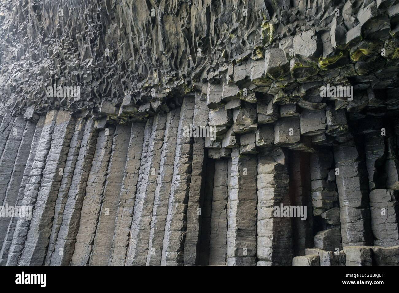 Detail view of the interior of the famous Fingal's cave in the little ...