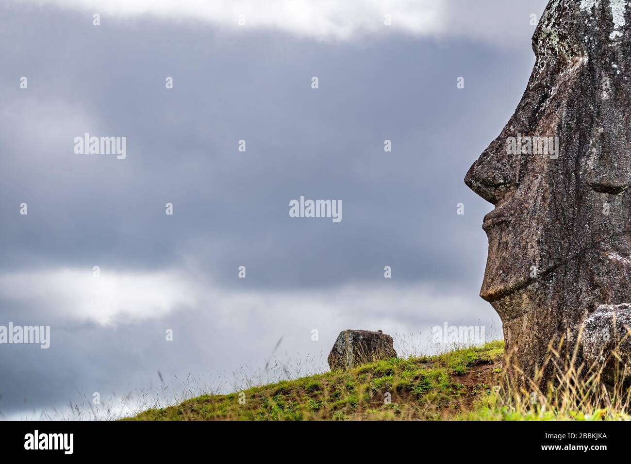 Profile view of moai looking to the distance Stock Photo - Alamy